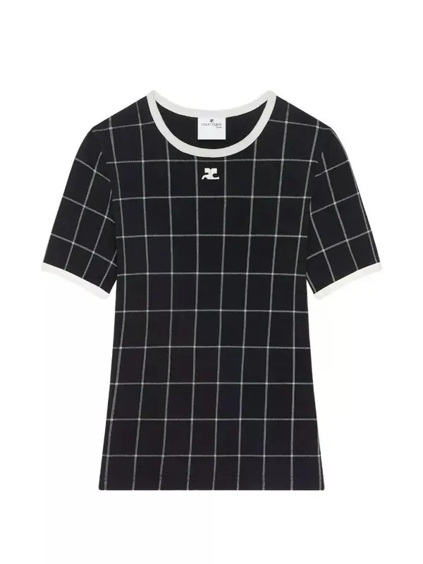 COURREGES Contrast-trim T-shirt - Black