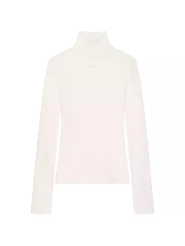 COURREGES Logo-embroidered Turtleneck Top - White
