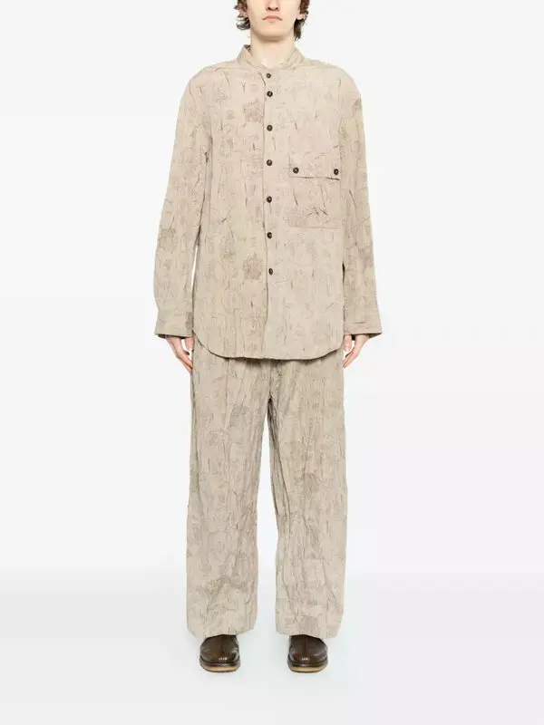 ZIGGY CHEN Graphic-print Pleated Trousers - Neutrals