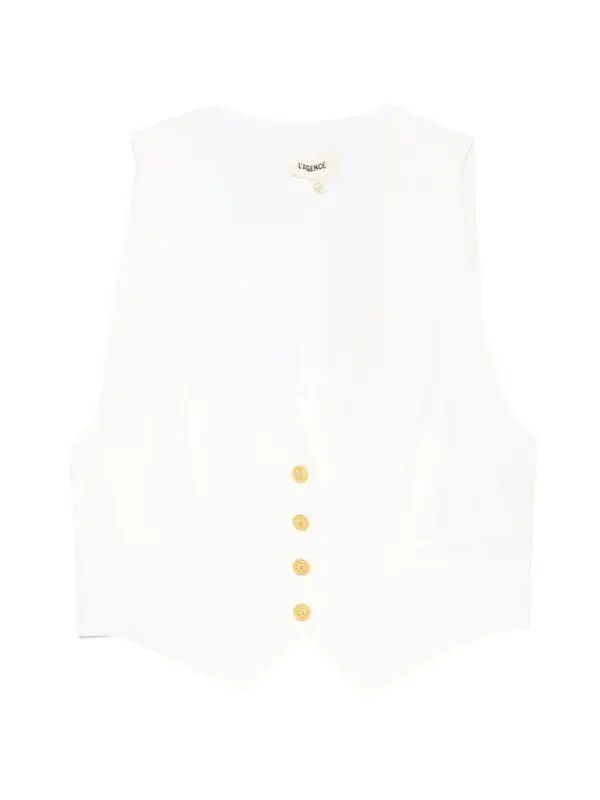L'Agence Buttoned Waistcoat - White