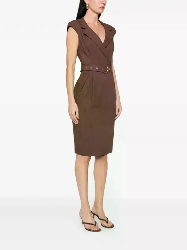 Pinko Amadine Belted Midi Dress - Brown