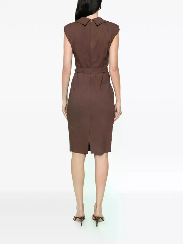 Pinko Amadine Belted Midi Dress - Brown