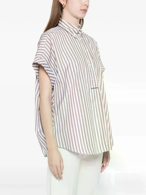 Brunello Cucinelli Striped Buttoned Blouse - Brown