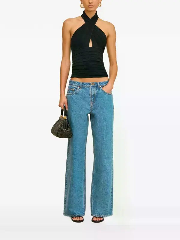 Cult Gaia Halterneck Ribbed Top - Black