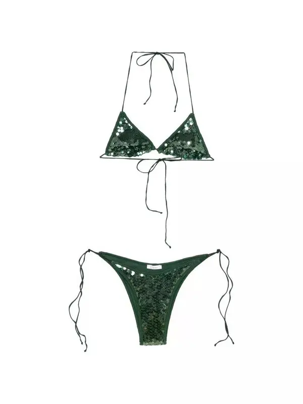 Oseree Marilyn Sequinned Bikini - Green