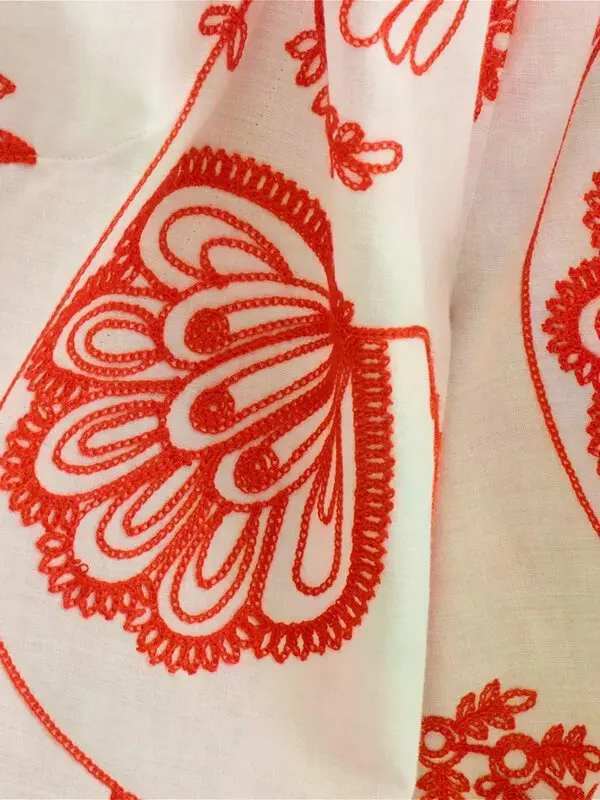 ERES Floral Embroidered Cotton Bermuda Shorts - Red