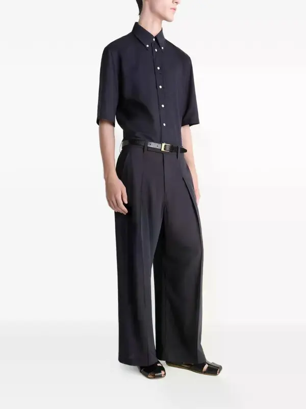 LEMAIRE Pleated Wide Leg Trousers - Black