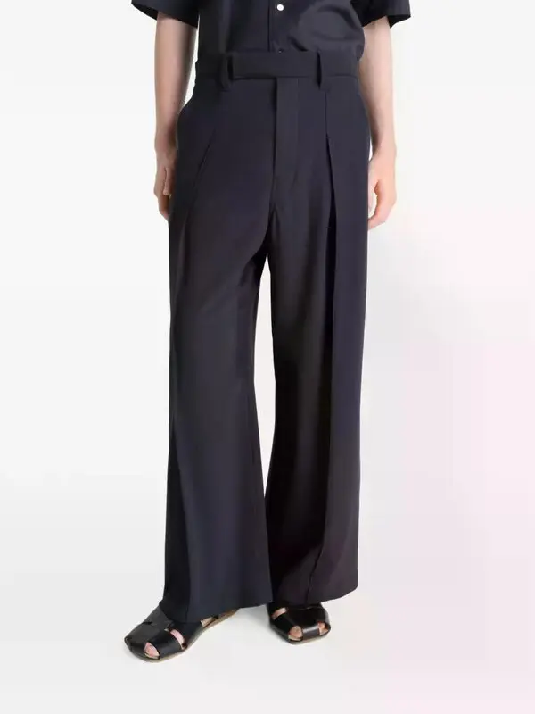 LEMAIRE Pleated Wide Leg Trousers - Black