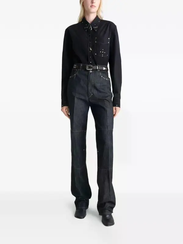 LEMAIRE High-waisted Straight Leg Pants With Stud Embellishments