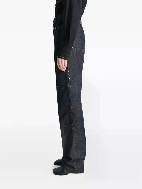 LEMAIRE High-waisted Straight Leg Pants With Stud Embellishments