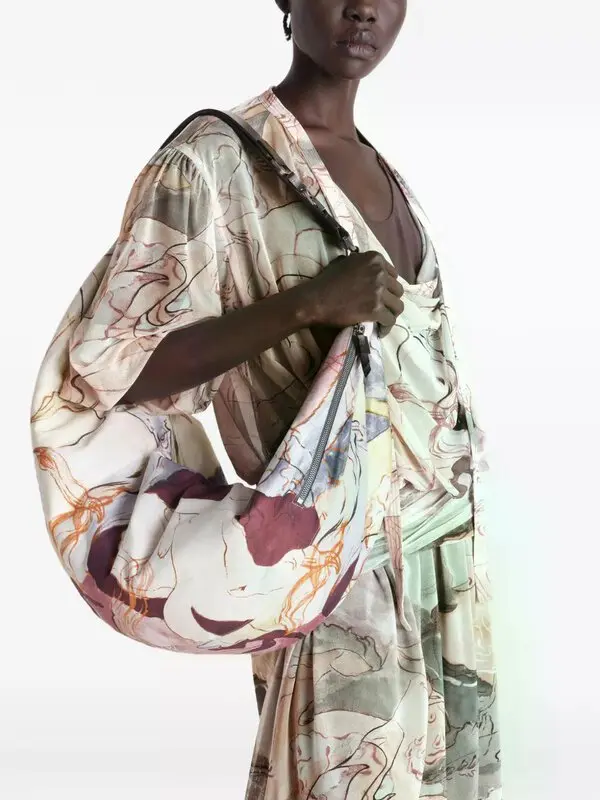 LEMAIRE Xl Quiver Clip Bag In Printed Cotton Canvas - Neutrals
