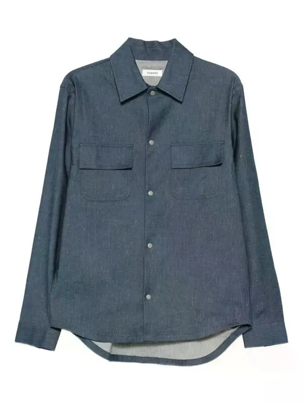 Sandro Denim-effect Cotton And Linen Shirt