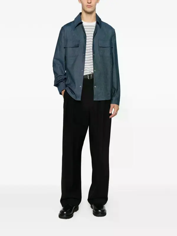 Sandro Denim-effect Cotton And Linen Shirt