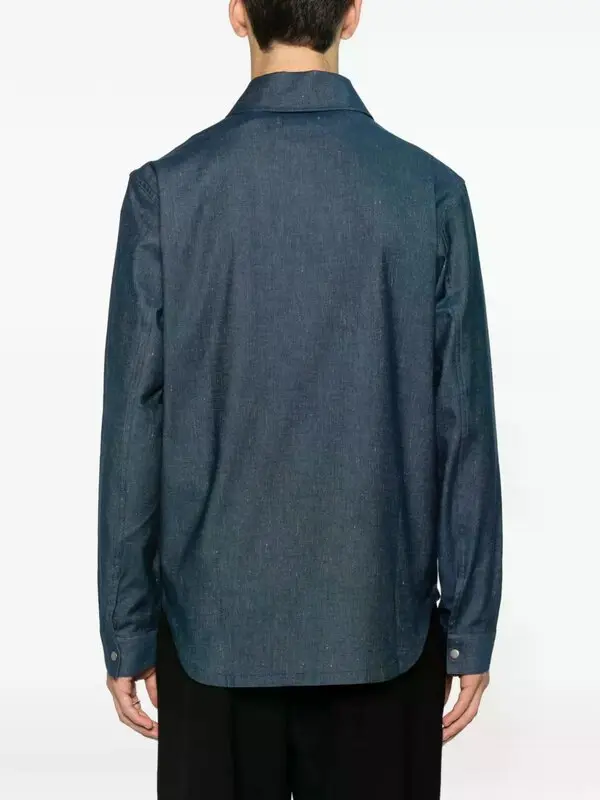Sandro Denim-effect Cotton And Linen Shirt