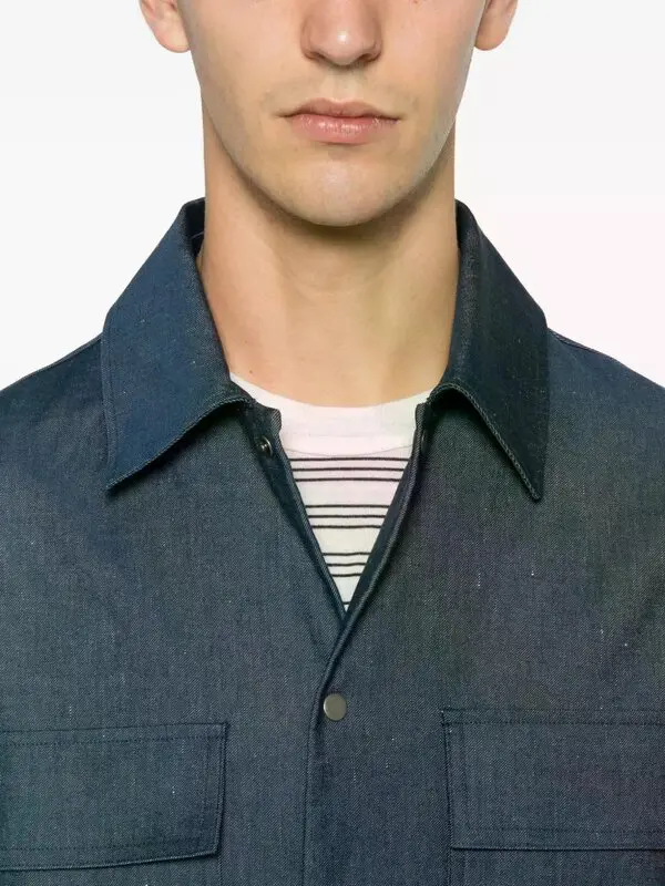 Sandro Denim-effect Cotton And Linen Shirt