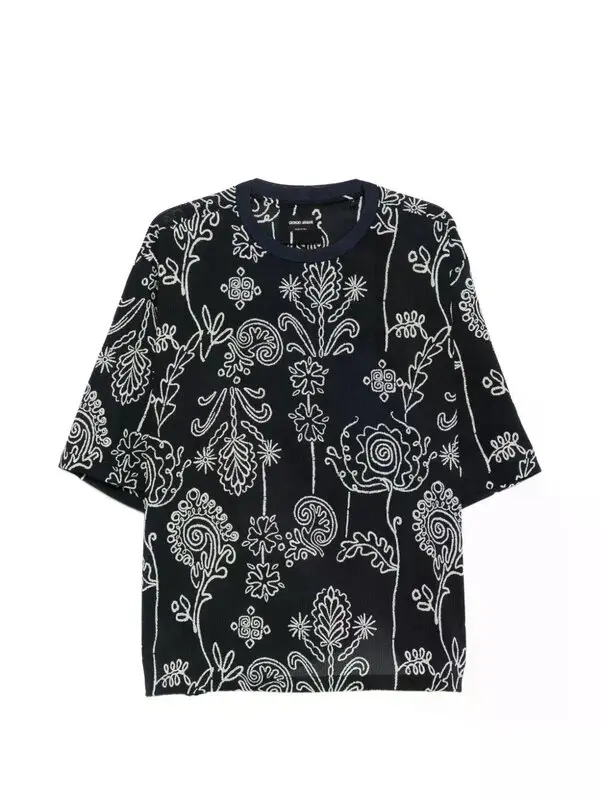 Giorgio Armani Floral Print T-shirt - Blue