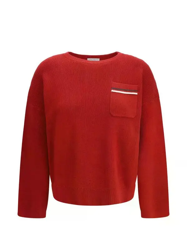 Brunello Cucinelli Patch-pocket Cotton Sweater - Red