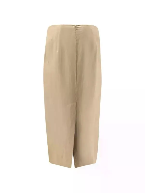 Max Mara Midi Skirt With Back Slit - Neutrals