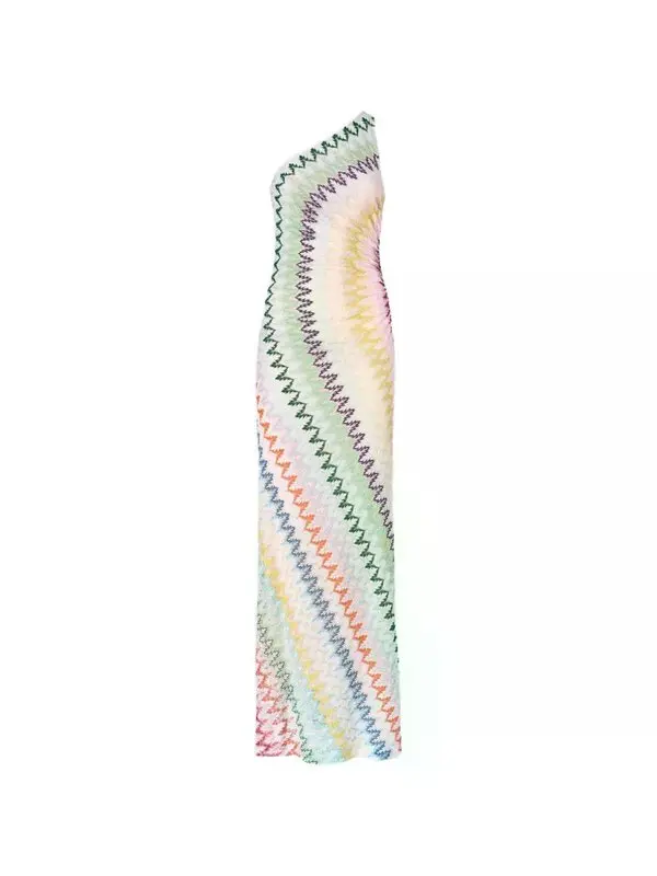 Missoni One-shoulder Zig-zag Maxi Dress - Neutrals