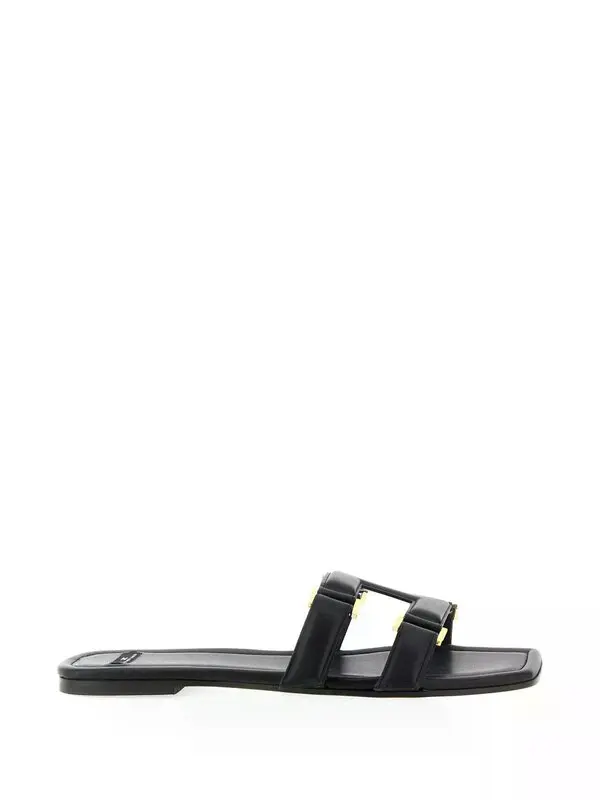 Elisabetta Franchi Logo Leather Sandals - Black