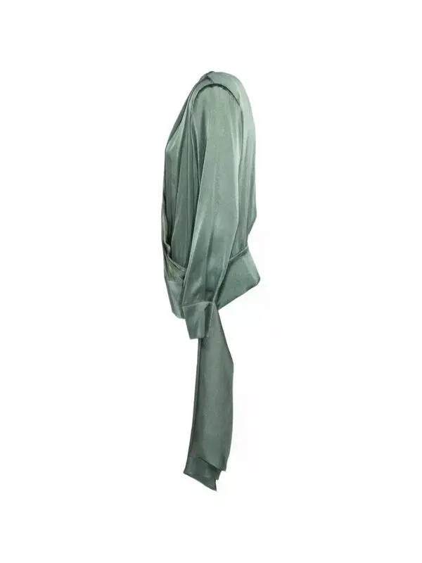 SEMICOUTURE Crossover V-neck Blouse - Green