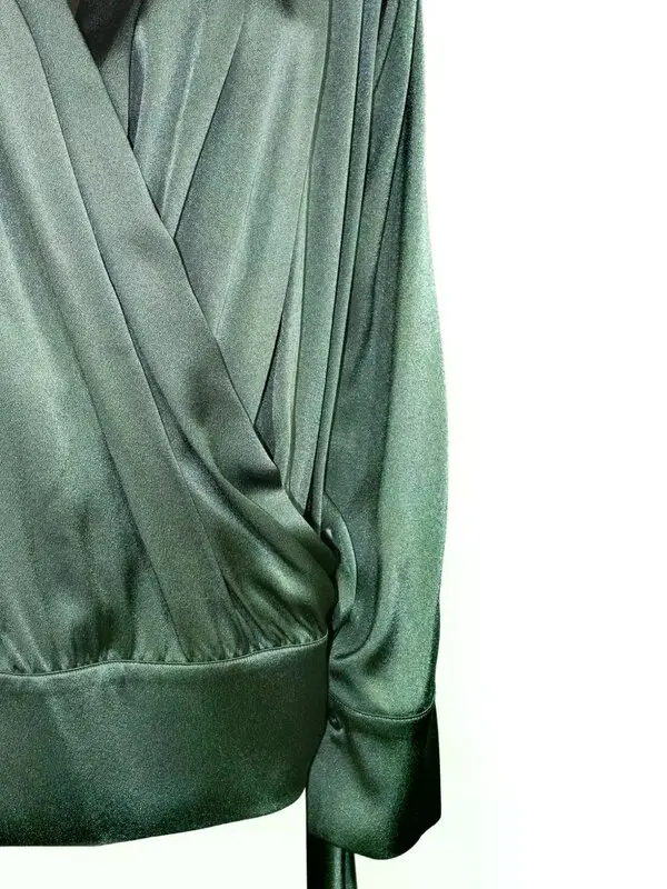 SEMICOUTURE Crossover V-neck Blouse - Green
