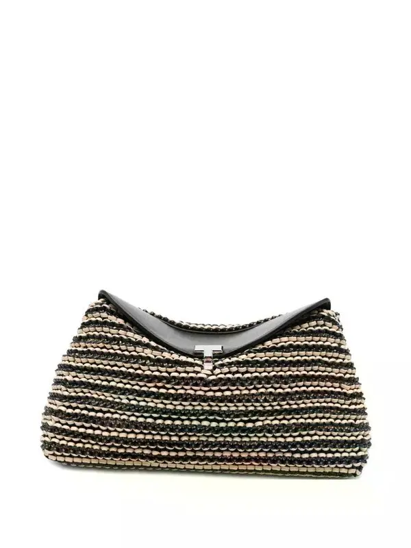 TOTEME T-lock Woven Shoulder Bag - Black