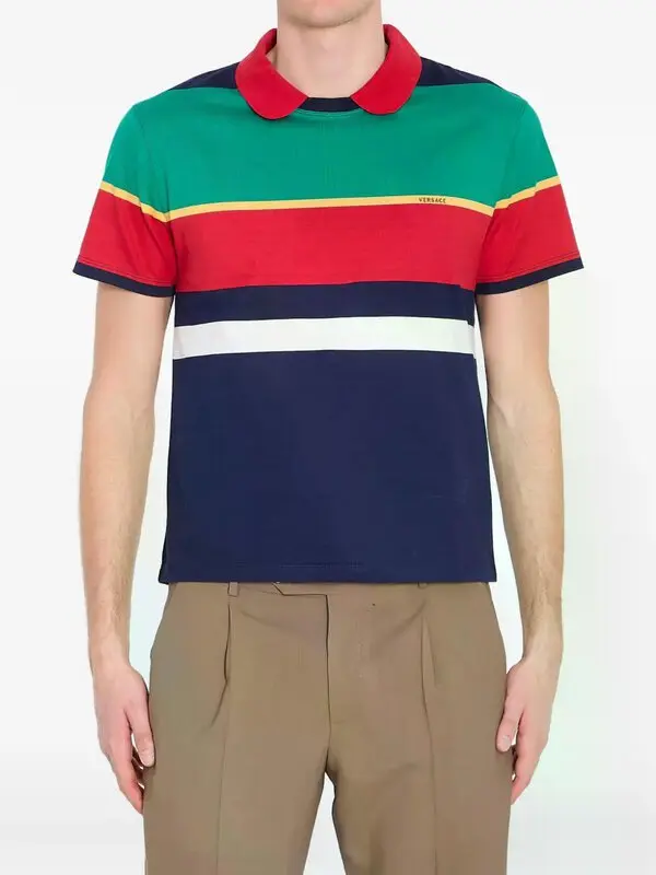 Versace Striped Short-sleeve Polo Shirt - Blue
