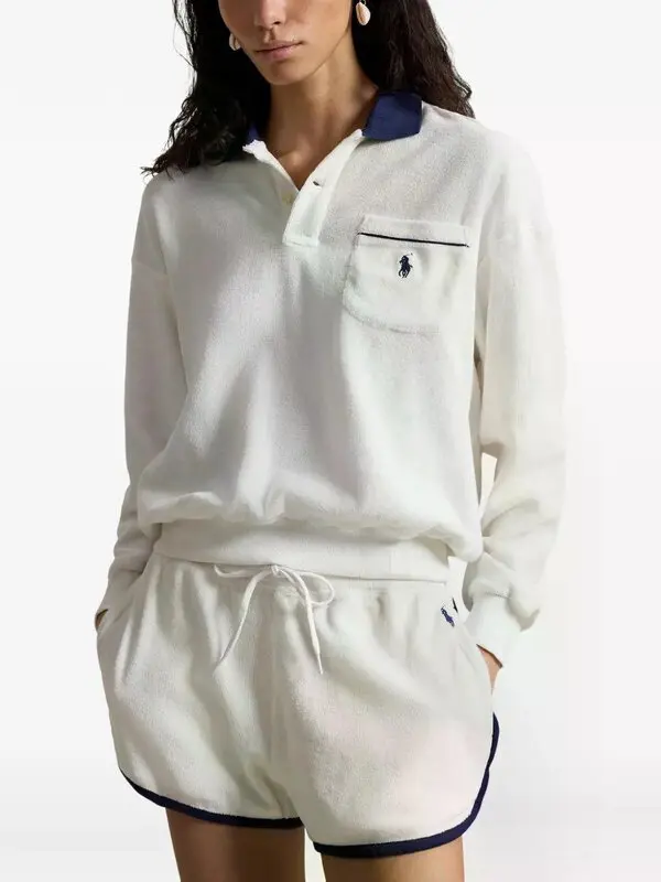 Polo Ralph Lauren Terry Long-sleeve Polo Top - White