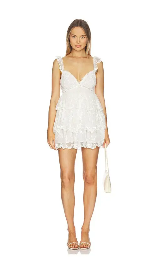 LoveShackFancy Lace Tiered Mini Dress
