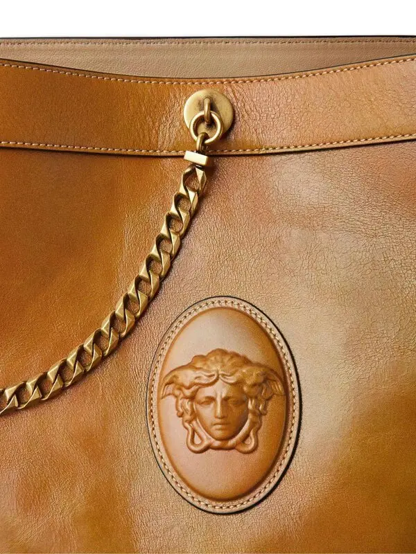 Versace Medusa Cameo Leather Bucket Bag - Brown