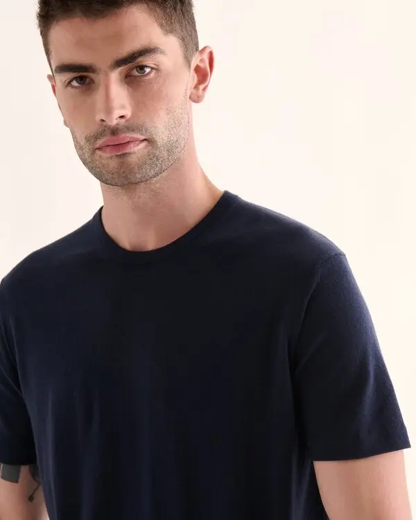 ATM Anthony Thomas Melillo Extra Fine Merino Wool Crew Neck T-shirt - Midnight
