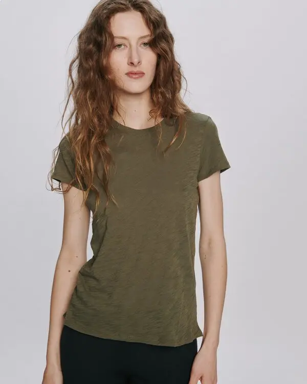 ATM Anthony Thomas Melillo Slub Jersey Schoolboy Crew Neck T-shirt - Army