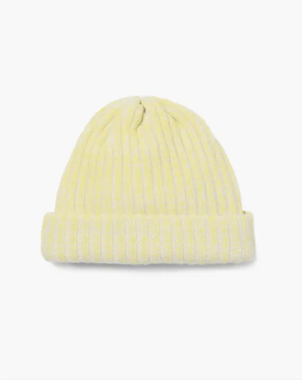 ATM Anthony Thomas Melillo Plaited Ribbed Cashmere Beanie - Maize Chalk