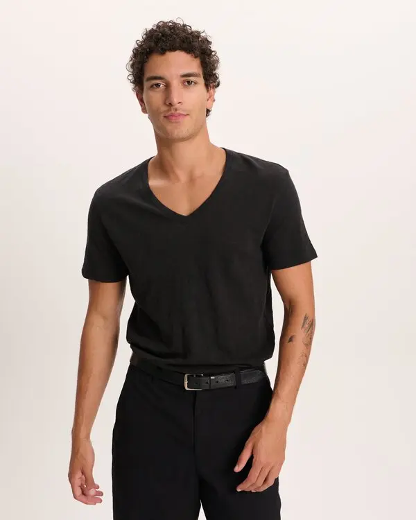 ATM Anthony Thomas Melillo Slub Jersey V-neck T-shirt - Black