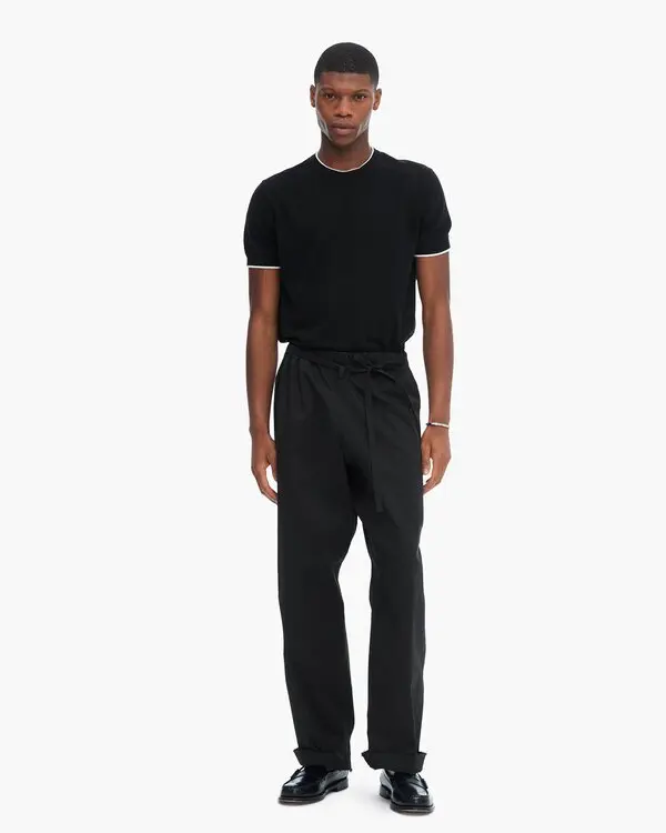ATM Anthony Thomas Melillo Cotton Cashmere Short Sleeve Crew Neck Sweater With Tipping - Black
