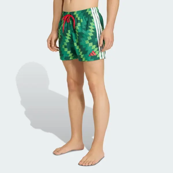Adidas Graphic Swim Shorts 5 Inch - Semi Solar Green / Better Scarlet