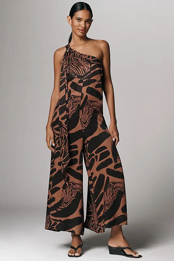 Anthropologie Hardware Waistless Jumpsuit - Brown Pattern