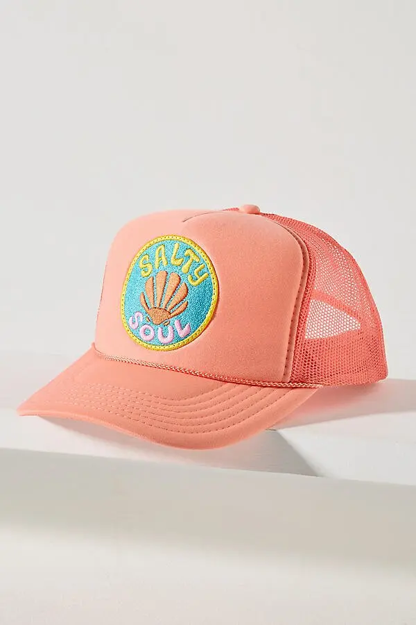 FRIDAY FEELIN Salty Soul Trucker Hat - Coral