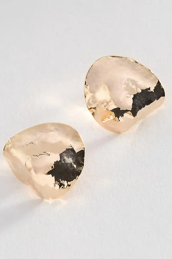Anthropologie Hammered Post Earrings - Gold