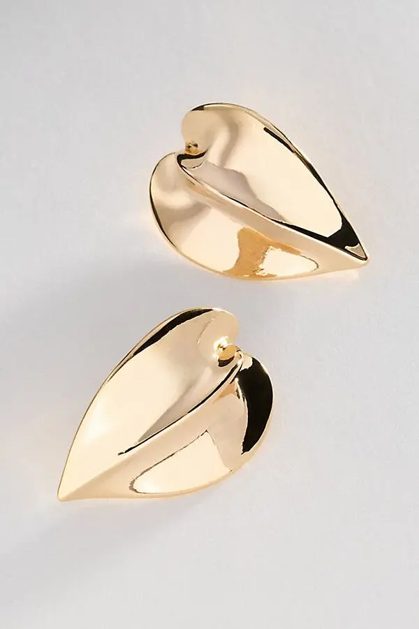 Anthropologie Leaf Drop Earrings - Gold