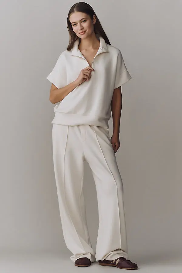 Bernardo Short-sleeve Half-zip Knit Pullover
