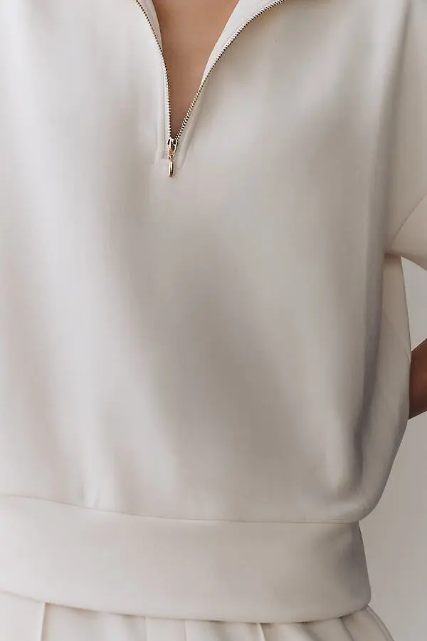 Bernardo Short-sleeve Half-zip Knit Pullover