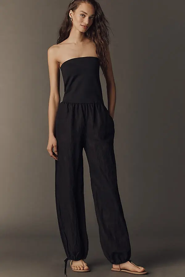 Maeve Strapless Twofer Jumpsuit - Black