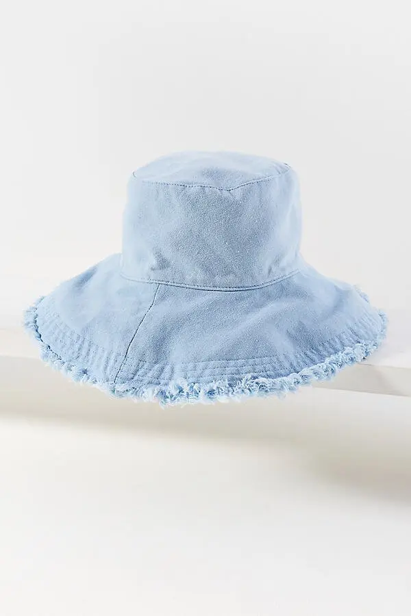 Anthropologie Frayed Sun Hat - Light Blue