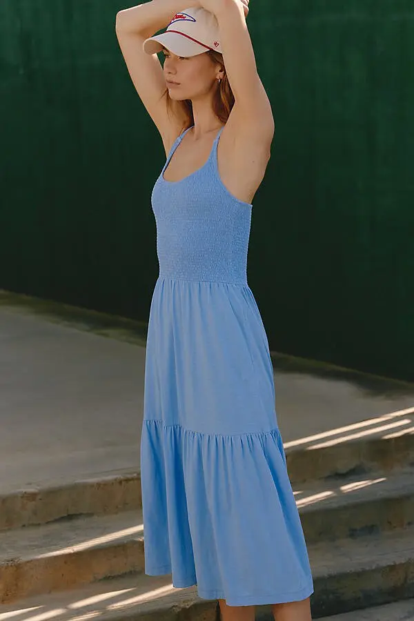 NATION LOS ANGELES Penelope Sleeveless Scoop-neck Midi Dress - Blue