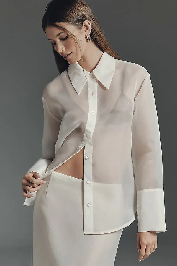 Apparis Tyra Organza Buttondown Top - Ivory