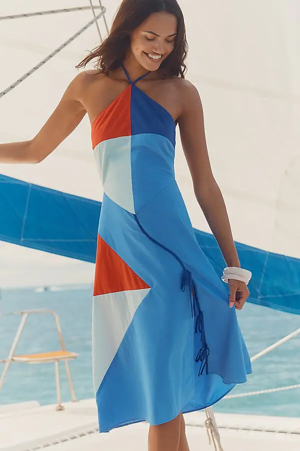 CELANDINE Kite-flyer Halter Midi Dress