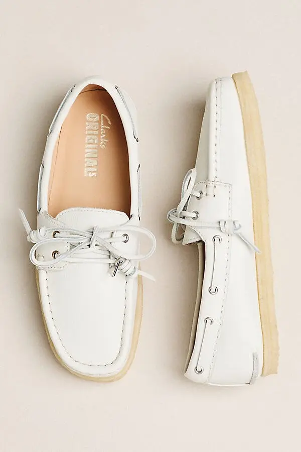 Clarks Godney Boat Shoes - White