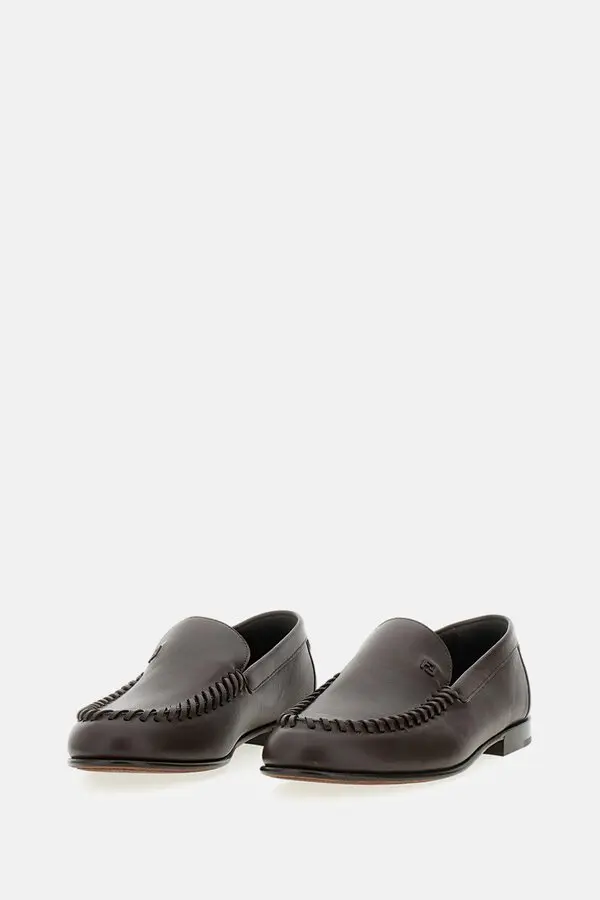 Fendi Woven Leather Loafers - Brown